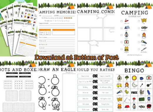 Kids Camping Activity Set Free Printable - 10 Pages of Fun