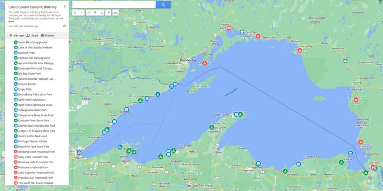 Lake Superior Camping Itinerary Map & Guide