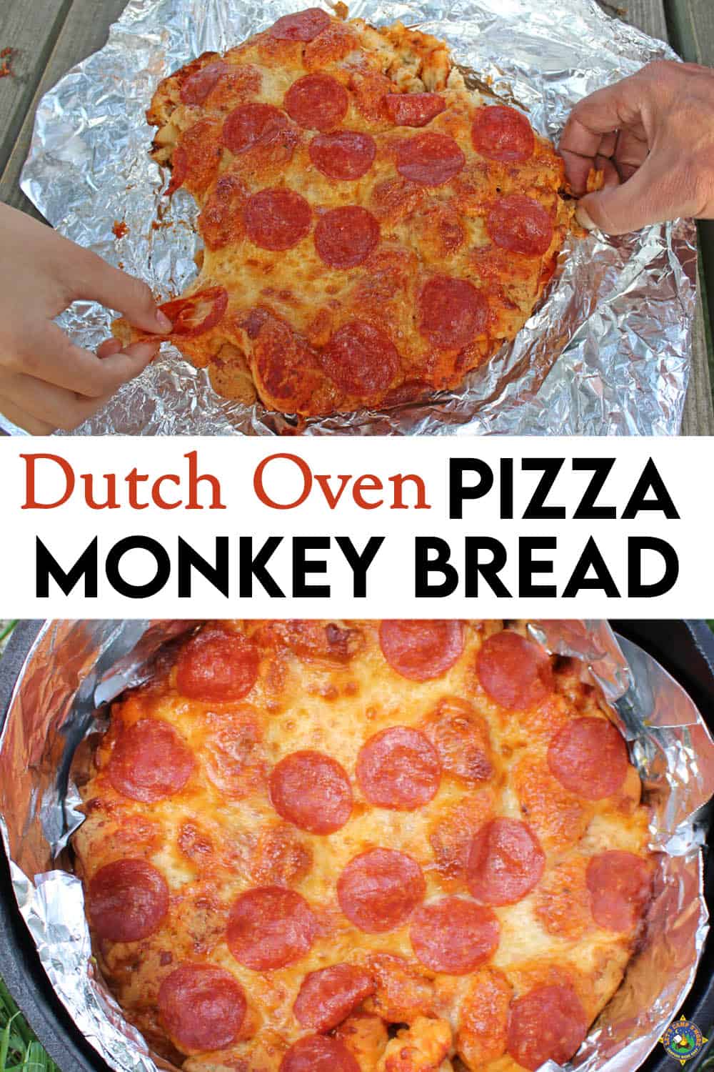 Pizza Monkey Bread Recipe Made in a Dutch Oven